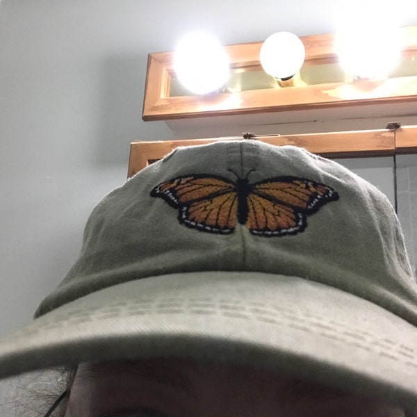 Monarch Butterfly Embroidered Hat, Baseball Cap, Sun Cap, Garden Cap ...