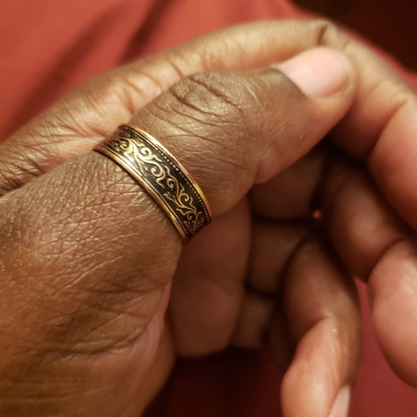 Coin Ring, Turquoise Ring, Japanese Ring, Bronze Ring, Japanese Coin ...