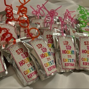 Silly Straw Favor Tags Sip Sip Hooray Birthday Favor Crazy Birthday ...