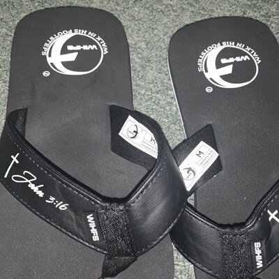 Unique Mens Sandals, Mens Flip Flops, Christian Clothing, John 316 ...