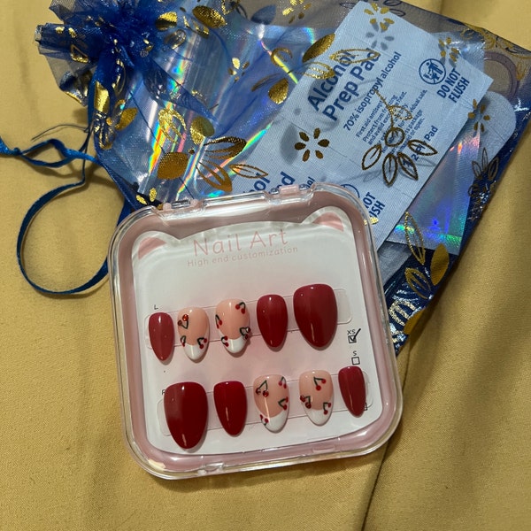 Red and Black Ombre Press on Nails APRES GEL-X Goth Nails Witch Nails ...