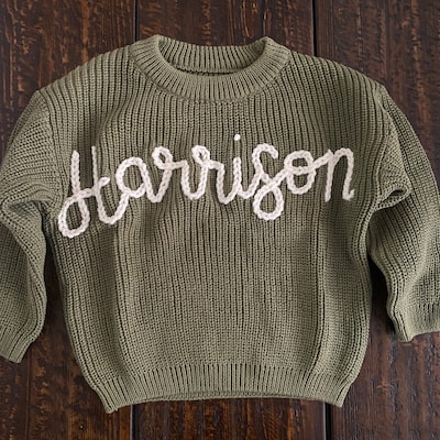Personalized Hand Embroidered Baby Boy and Toddler Boy Sweaters // Baby ...