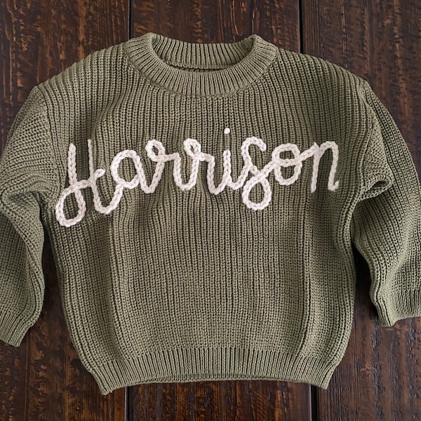 Personalized Hand Embroidered Baby Boy and Toddler Boy Sweaters // Baby ...