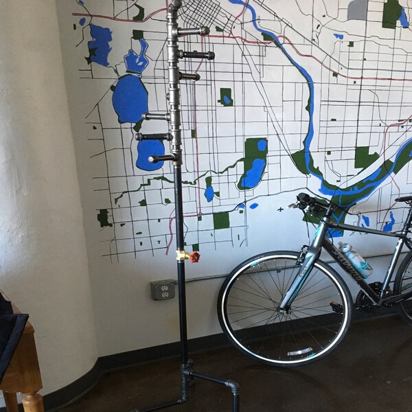 Black Pipe Coat Rack Industrial Style Free Standing Metal Spiral Coat ...