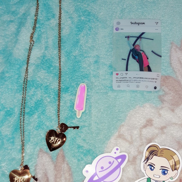 BTS Heart Locket & Key NECKLACE (gold, Silver and Rose Gold Options) - Etsy
