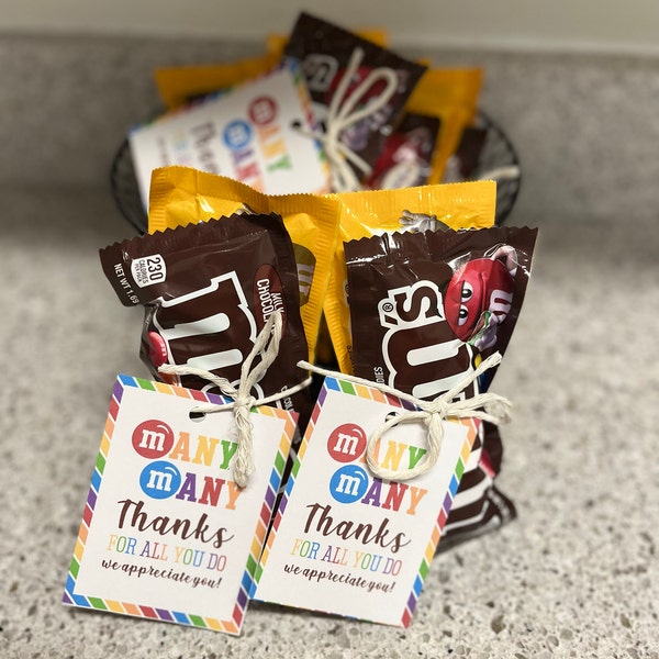Many Thanks Printable Gift Tag | 3x4 Candy Gift Tag | Thanks for All ...