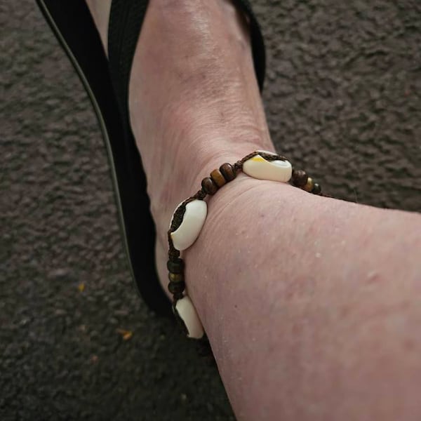Boho Surf Cowrie Shell Mens Anklet Bracelet - Layered Matching Beach ...