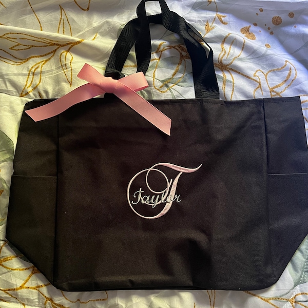 Monogrammed Personalized Tote Bag / Work Bag | Zip Tote / Bridal ...