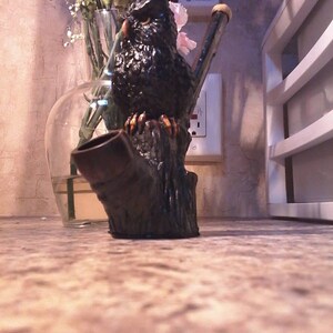 Black Owl Tobacco Smoking Pipe Handmade Spirit Animal Wildlife Art ...