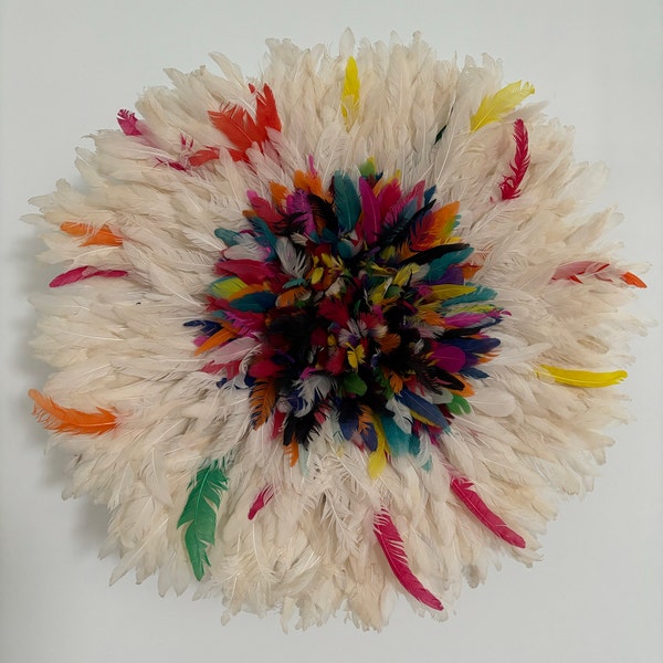 White Juju Hat Wall Décor Set, Boho Wall Decor, Ivory Juju Hat Feather ...