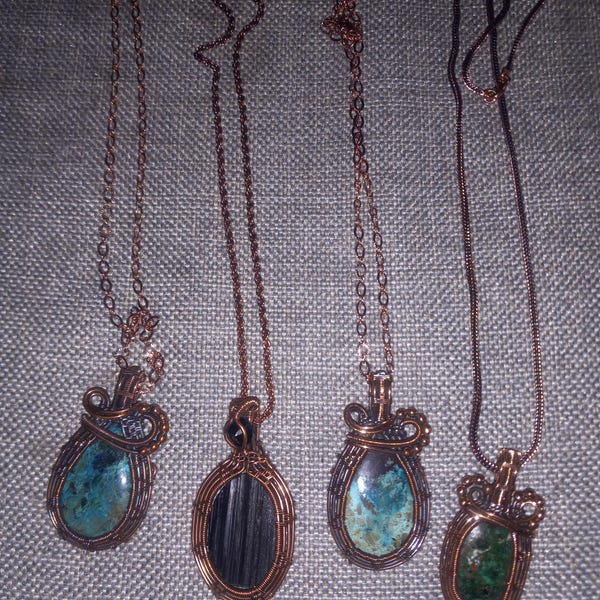Tree of Life Kashmir Red Ruby Gemstone Pendant Copper Wire Wrapped ...