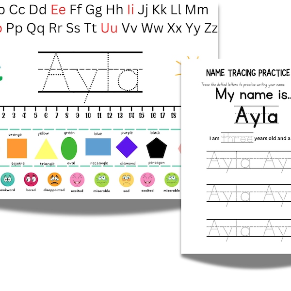 Custom Name Tracing Worksheet, Personalized Handwriting Practice Sheets ...