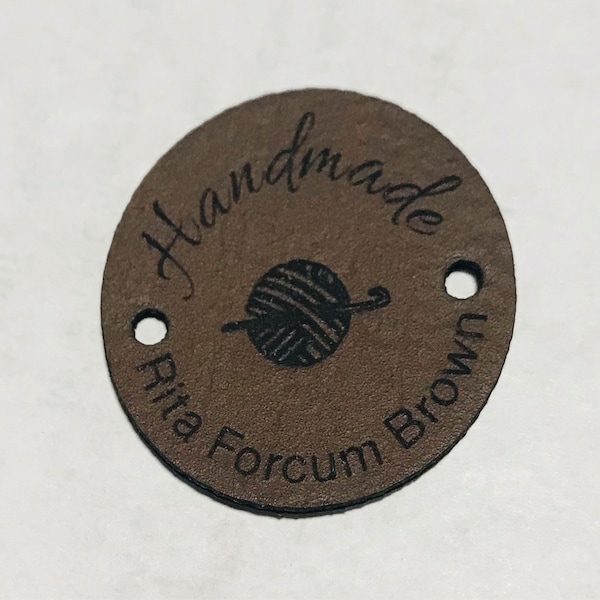 1.25" Round Vegan Leather Knitting Labels - Custom Clothing Tags ...