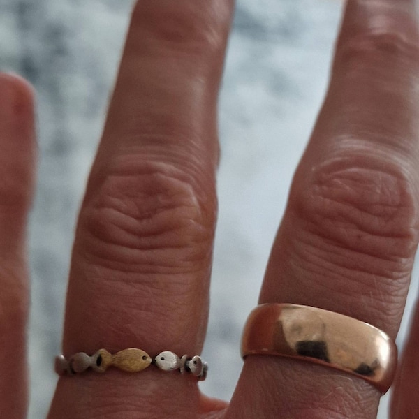 Swimming Against the Current. Dainty Sterling Silver Ring. School of ...