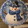 Blue Snowman Wreath Sign, Winter Wreath Sign, Metal Wreath Sign, Round ...