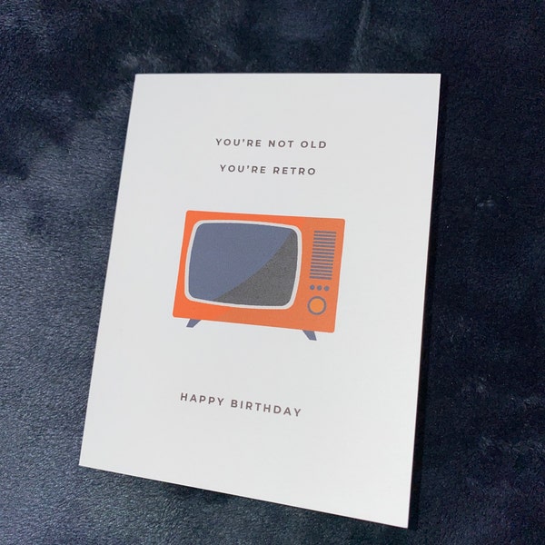 Funny Retro TV Birthday Card: Old School Design - Etsy