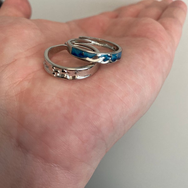 Dainty Wave Ring, Water Themed Jewelry, Wave Pattern Ring, Water Galaxy ...