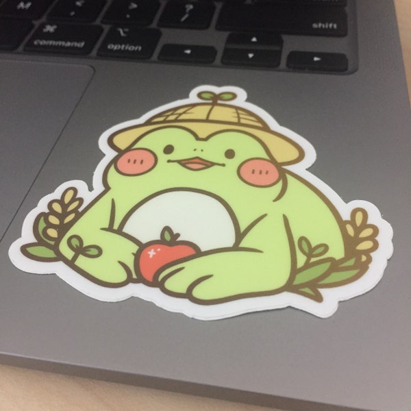 Happy Farmer Frog Sticker - Etsy