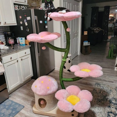 EDEN Wood Floral Cat Tree Tower, Wooden Cat Tower, Modern Cat Climbing ...