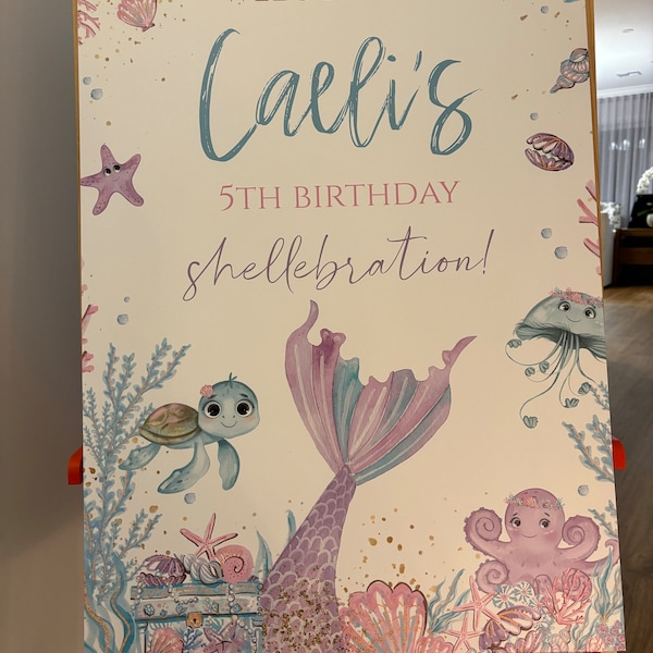 Pastel Floral Mermaid Birthday Welcome Sign, Under the Sea Birthday ...