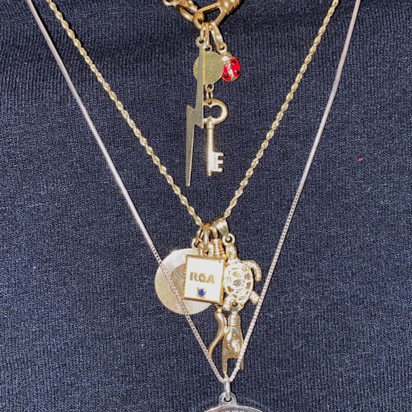 Charm Holder Necklace Watch Chain Albert Necklace Vintage Gold Chain ...
