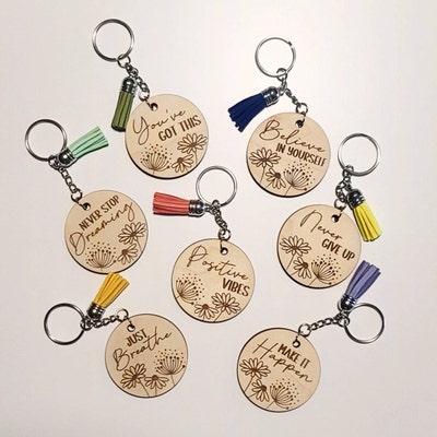 Glowforge Keychain SVG Bundle With Sayings Motivational Positive ...
