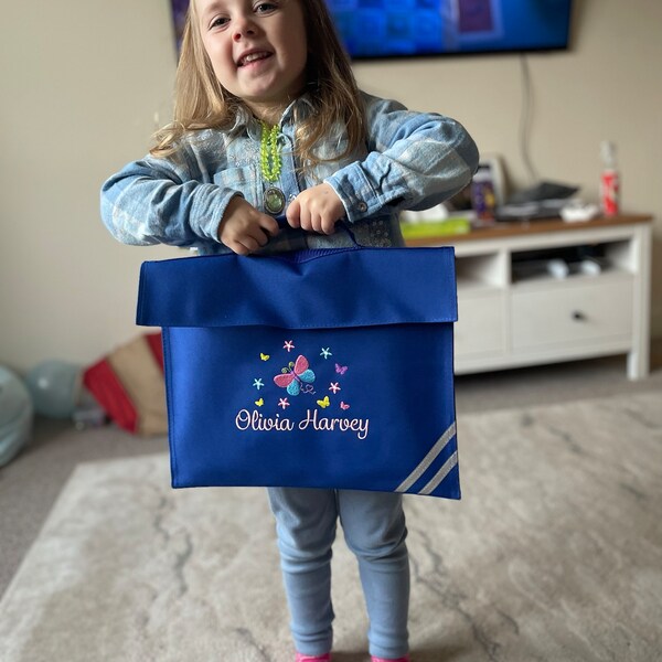 Personalised Kids Book Bag, Purple Rainbow Reading Book Bag ...