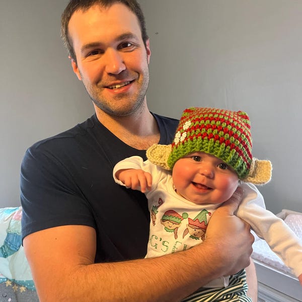 Crochet Christmas Elf Hat With Ears- Green and Red- Newborn to Adult - Etsy