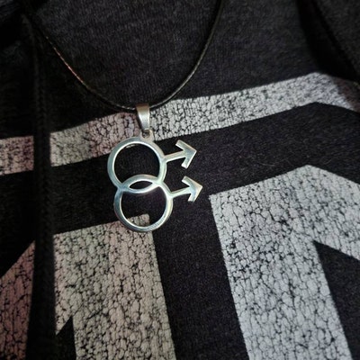 Double Mars Symbol Male Arrow Gay Pride 1 Stainless Steel Medallion ...