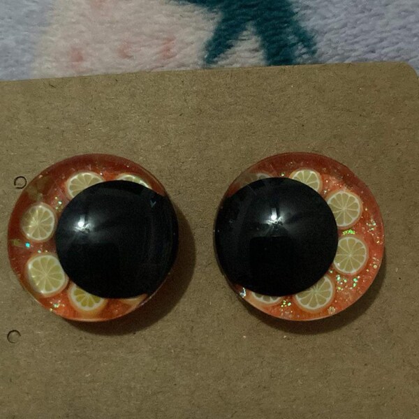 Hand Painted 25mm Safety Eyes for Dolls Black Pupil Offset Sinker Eyes ...