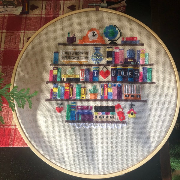 Book Lover's Shelf Bookshelf Cross Stitch Pattern PDF | Cute Room Cross ...