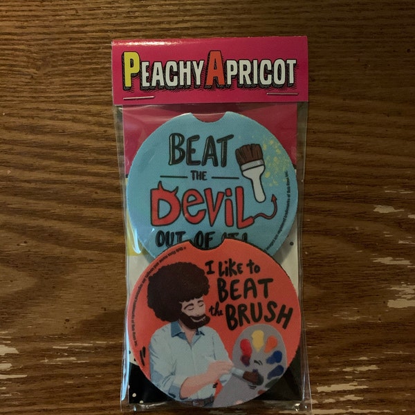 Bob Ross Car Coasters | Beat the Devil | Funny Car Accessories Coaster ...