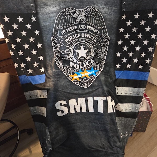 Half Flag Correctional Officer Badge Personalized Canvas, Custom Thin ...