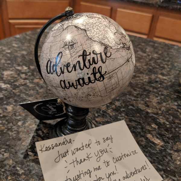 Personalized 4” Globe- Hand Lettered Globe- Mini Globe Centerpiece ...