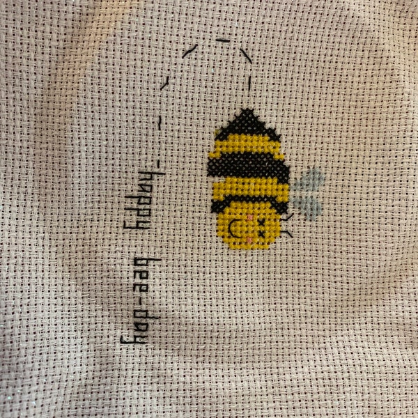 Bee Birthday Card Cross Stitch Pattern - Happy Bee-day Instant Download ...