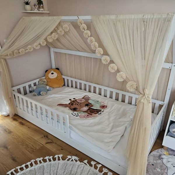 Honey Foam Montessori Bed Canopy, Kids Bed Canopy, Montessori Bed ...