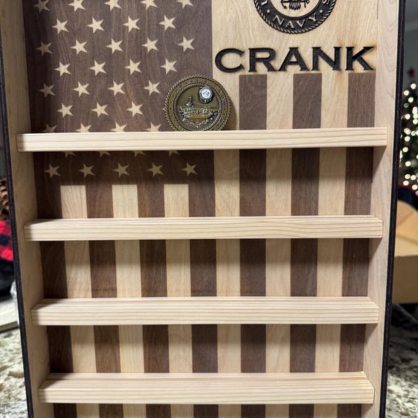 Hanging Wood Military Coin Holder, Engraved Military Coin Holder, Coin ...