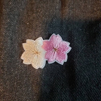 Double Sakura Flower Iron-on Patch, Cherry Blossom Badge, Japanese ...
