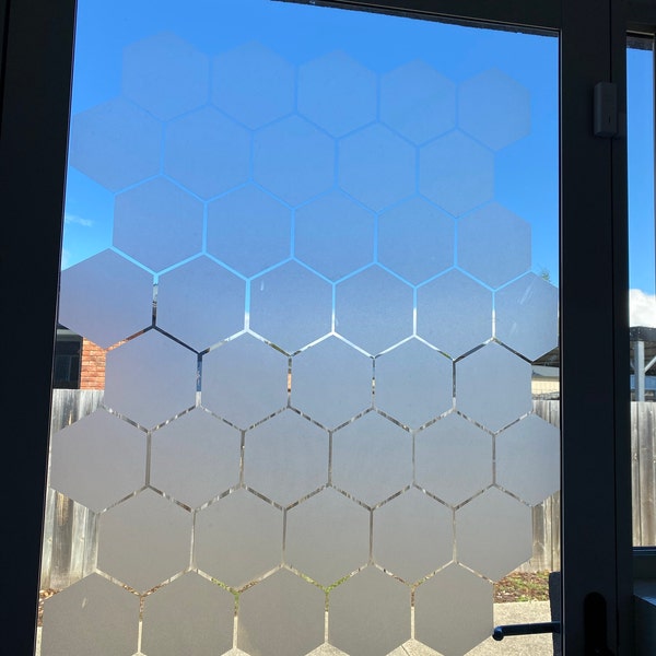 Honeycomb Frosted Window Film, Hexagon Window Decal, Geometric Etched ...