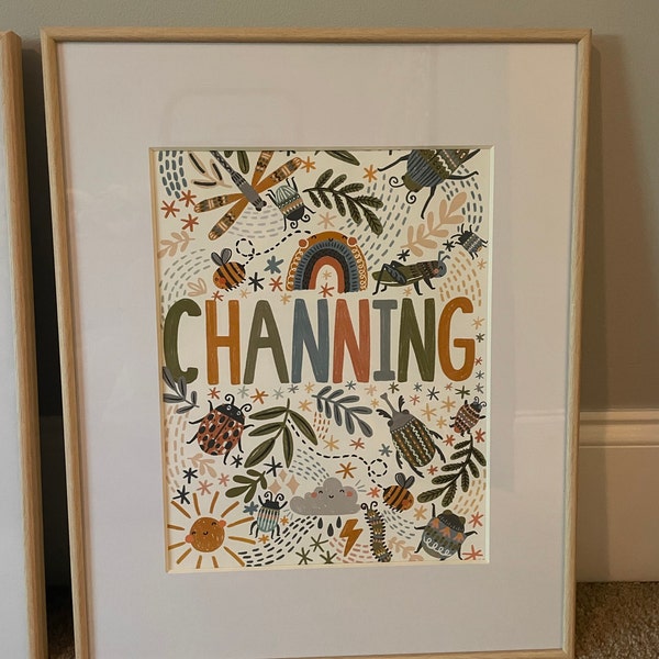 BUGS NAME A4-A3 PRINT- Beetle Name Art- Nursery Wall Art- Cool Name Art ...