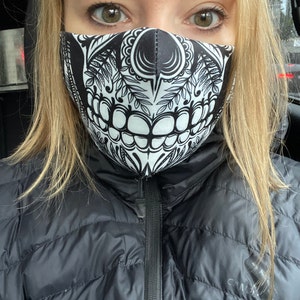 Custom Hand Made Skull Face Mask Reusable and Washable With - Etsy