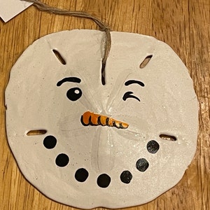 Hand Painted Winking Snowman Face, Natural Florida Sand Dollar or ...