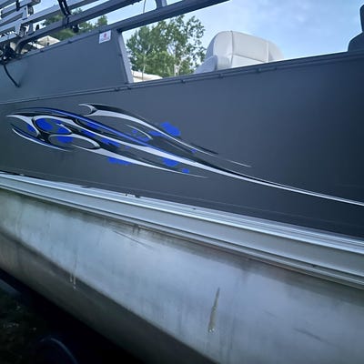 Blue Pontoon Boat Wrap Graphic Decal Kit Many Sizes and Colors Full ...
