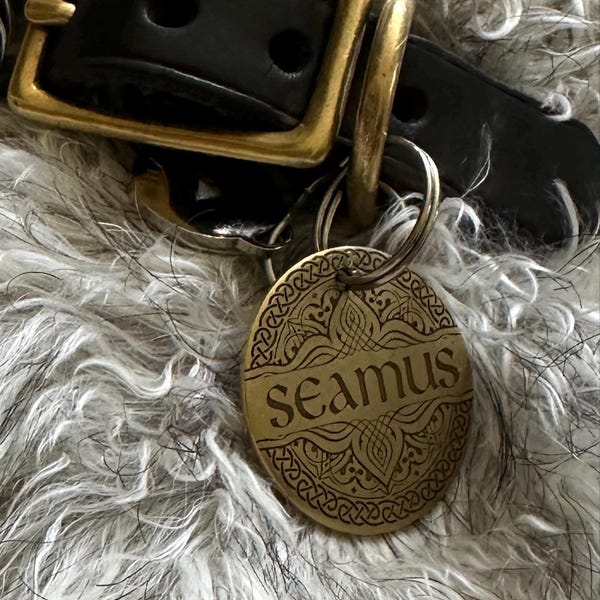 Personalized Pet Tag - Elven Scrollwork With Celtic Border - Custom Dog ...