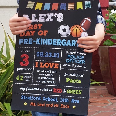 Boy First Day of Kindergarten Sign Printable Instant Download Boys ...