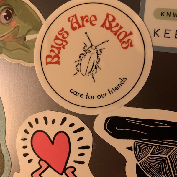 Bugs Are Buds Retro Beetle Sticker - Insect Lover Vinyl Decal ...