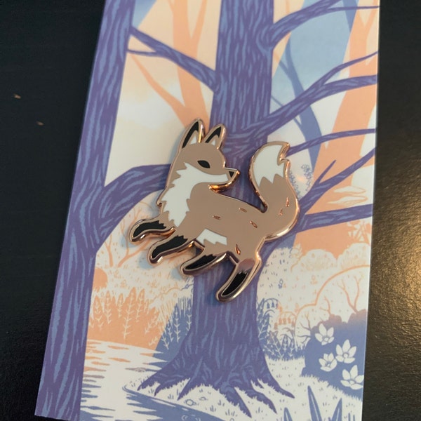 Rose Gold Fox Enamel Pin Badge - Etsy