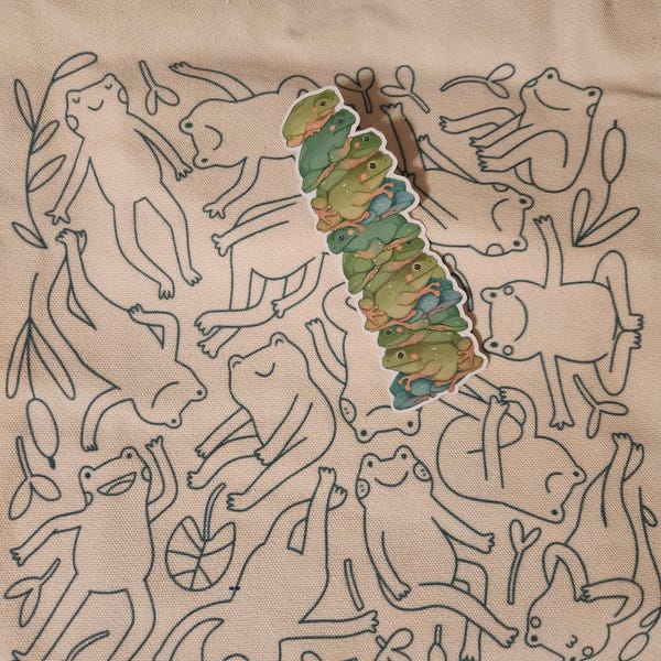 Frog Stack Big Frog Sticker Durable Sticker Laptop Sticker Vinyl Toad Sticker Deco Stickers Cute ...