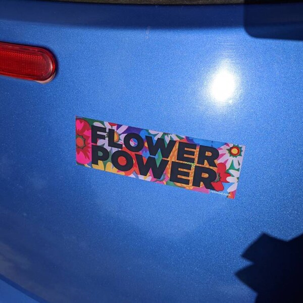 Exclusive Retmod Psychedelic "flower Power" Mini Bumper Sticker With ...