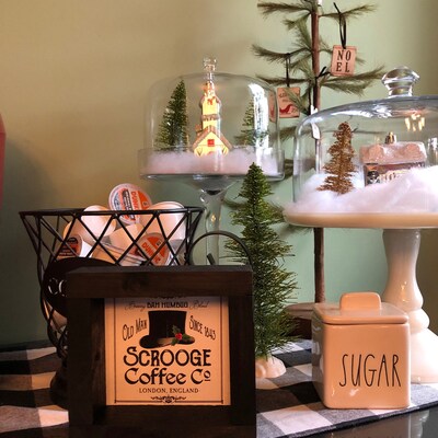 SCROOGE Themed Mini Wood Framed Signs BAH HUMBUG Old Man Scrooge Coffee ...